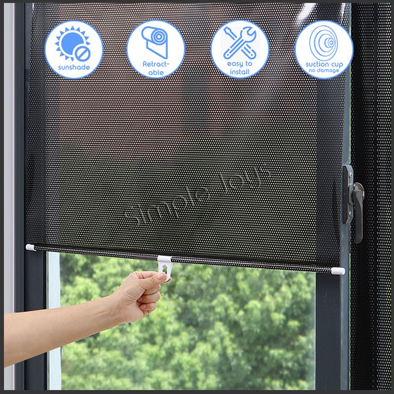Sunshade Blackout Curtain Roller Blind With Suction Cups For Windows ...