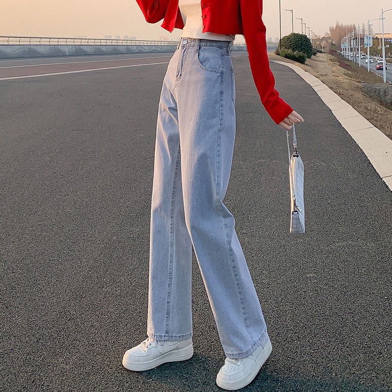 2025 New Light Color Jeans Straight Tube High Waist Jeans Korean Slim ...