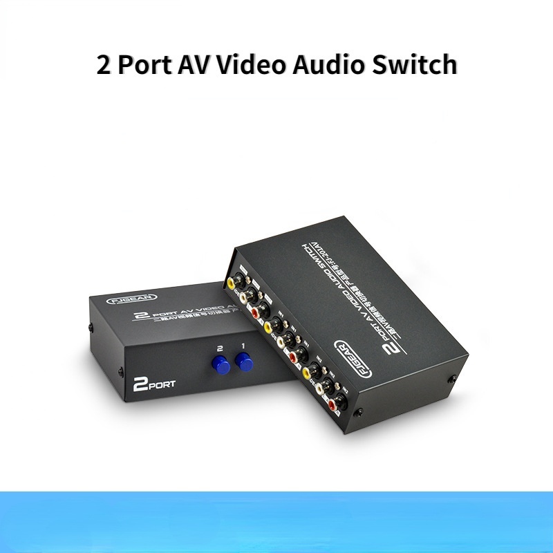 2 Port AV RCA Switch 2 in 1 Out Composite Video L/R Audio Switcher ...