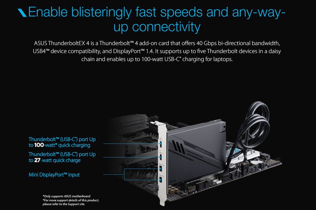 ASUS ThunderboltEX 4 with Intel® Thunderbolt™ 4 JHL 8540 Controller (1 ...