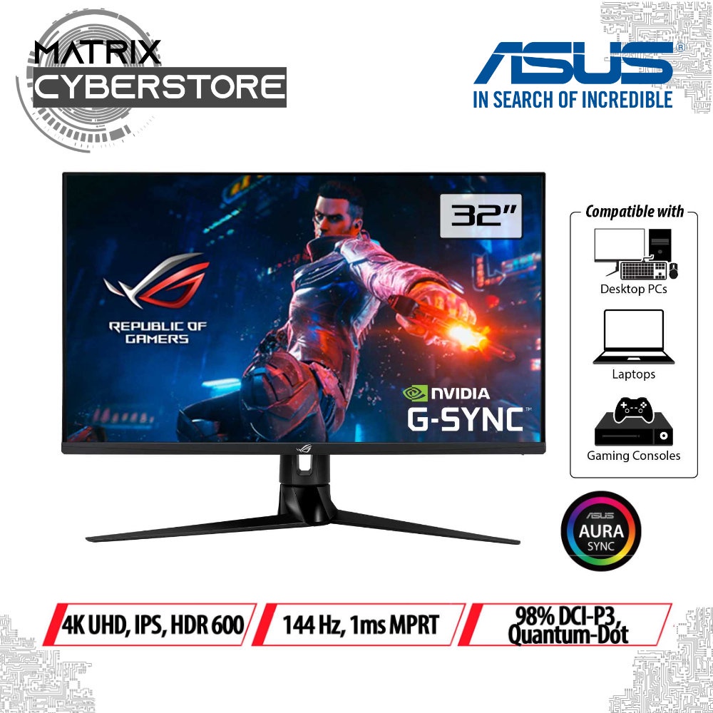 ASUS ROG Swift PG32UQ HDMI 2.1 Gaming Monitor — 32”, 4K UHD, IPS, 144 ...