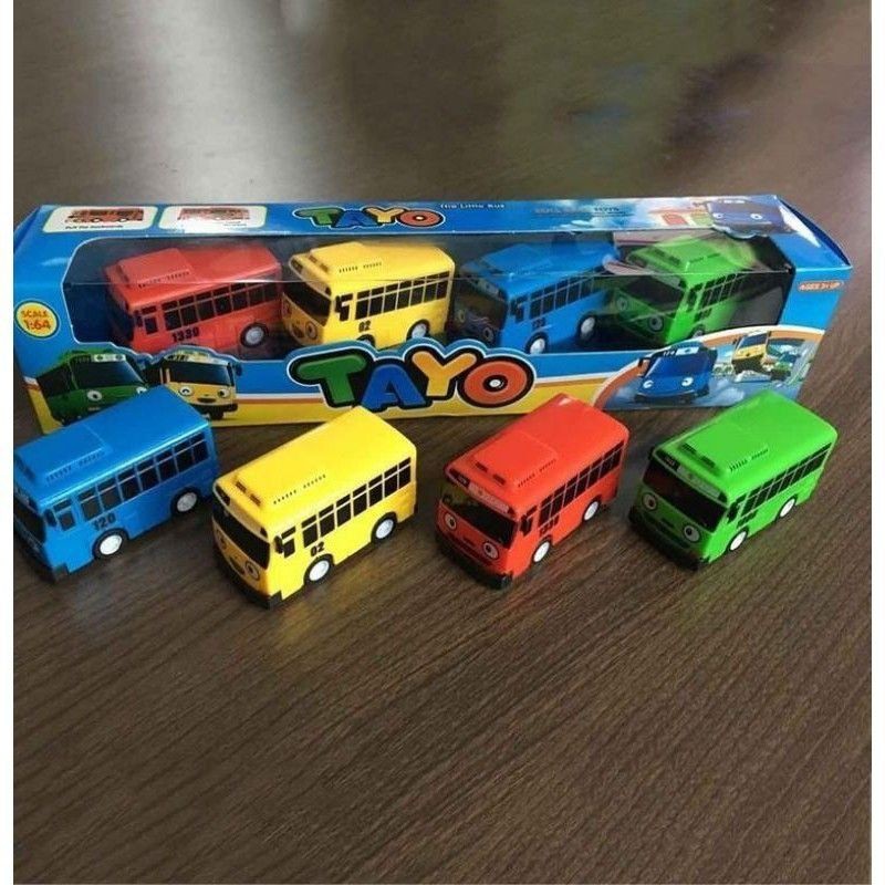 4 in 1 The Little Bus TAYO Bus Car Toy Red Tayo Model Pull Cart ...