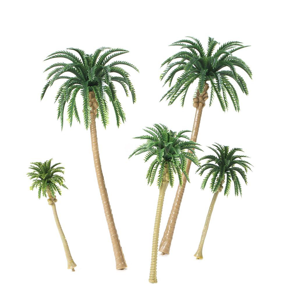 EMY 15pcs Miniature Scenery Layout Model Plastic Tree Palm Trees Train ...