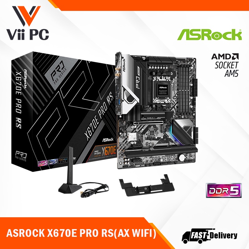 ASROCK X670E PRO RS AX WIFI motherboard , DDR5 support, onboard Wi-Fi ...