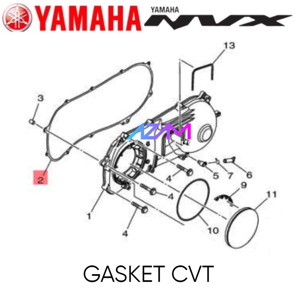 NVX 155 V1 / V2 NMAX V2 / XMAX GASKET CRANKCASE COVER / CVT YAMAHA B65 ...