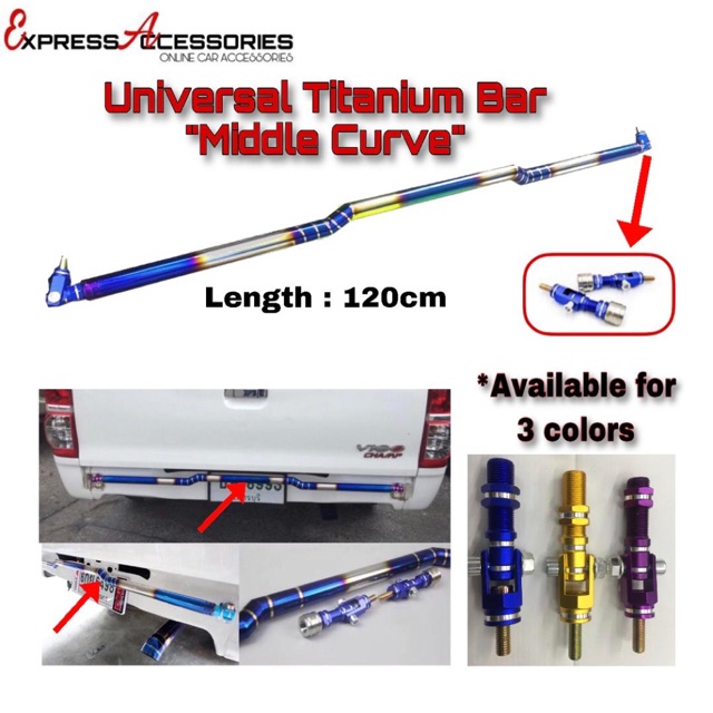 4x4 Stainless Steel Titanium C Bar With Bracket (Middle Curve) Hilux ...