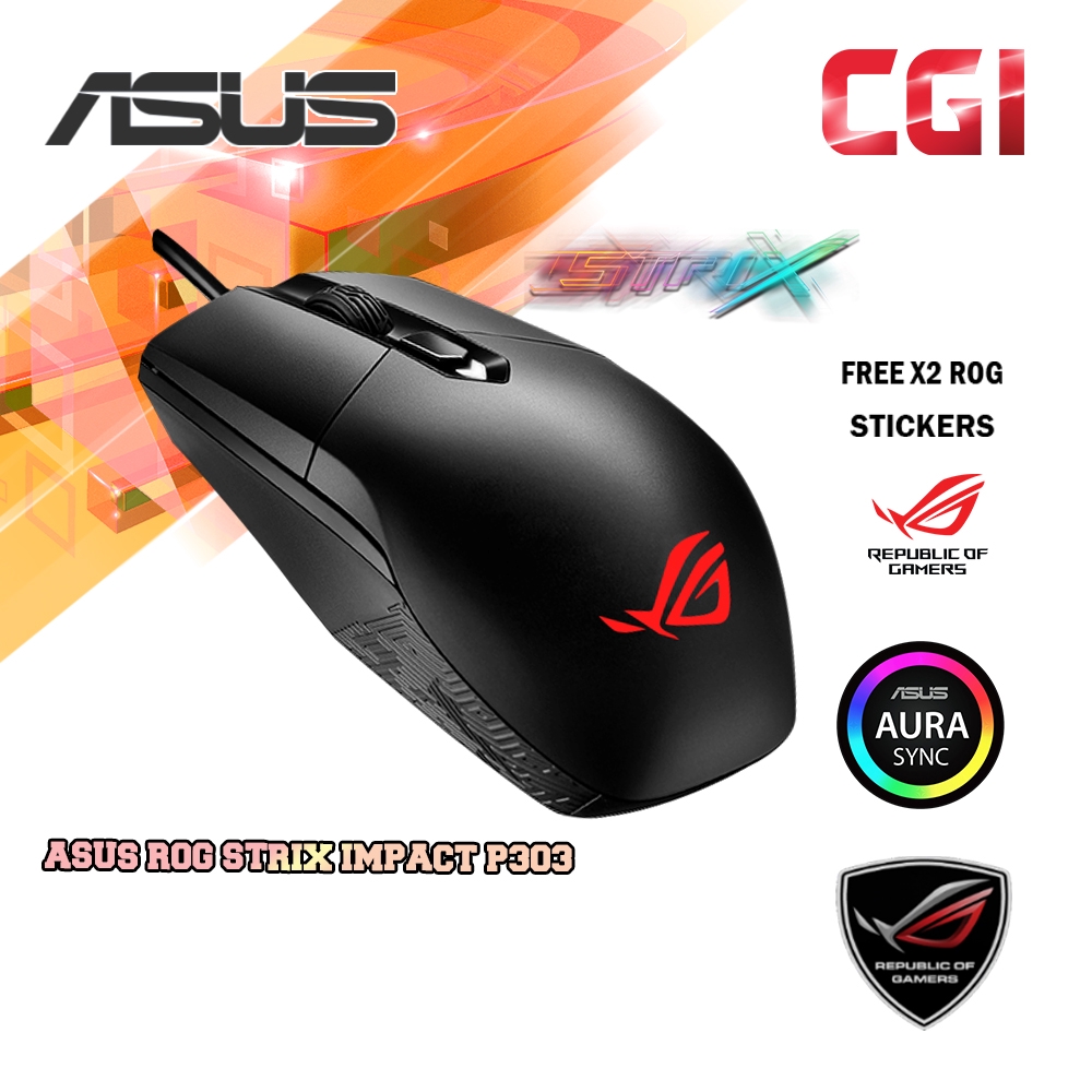 Asus ROG Strix Impact P303 Aura RGB USB Gaming Mouse (90MP00P0-B0UA00 ...