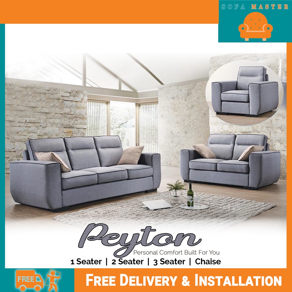 Sofa Master - Peyton 1/2/3 Seater and Chaise Fabric Sofa Set In Black | Shopee Singapore