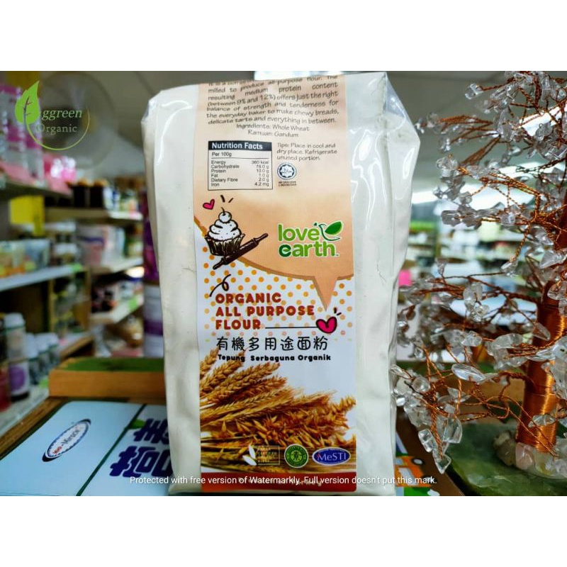 HALAL LOVE EARTH Organic All Purpose Flour / Plain Flour 900G | Shopee ...