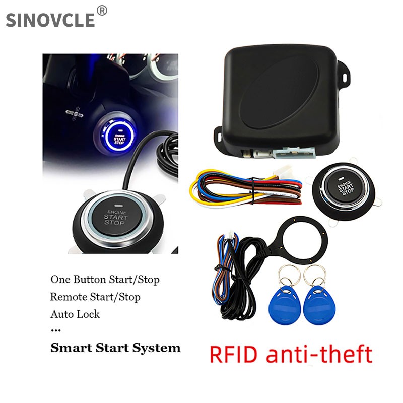 Car One Button Starter RFID Alarm Start Stop Button Engine Keyless ...
