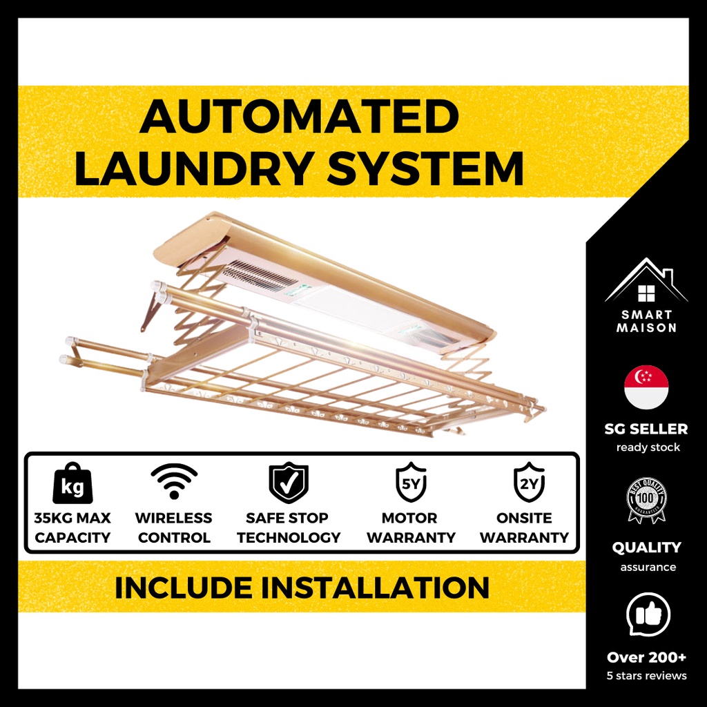 Automated Laundry Rack System (Installation / Indoor Clothes Drying ...