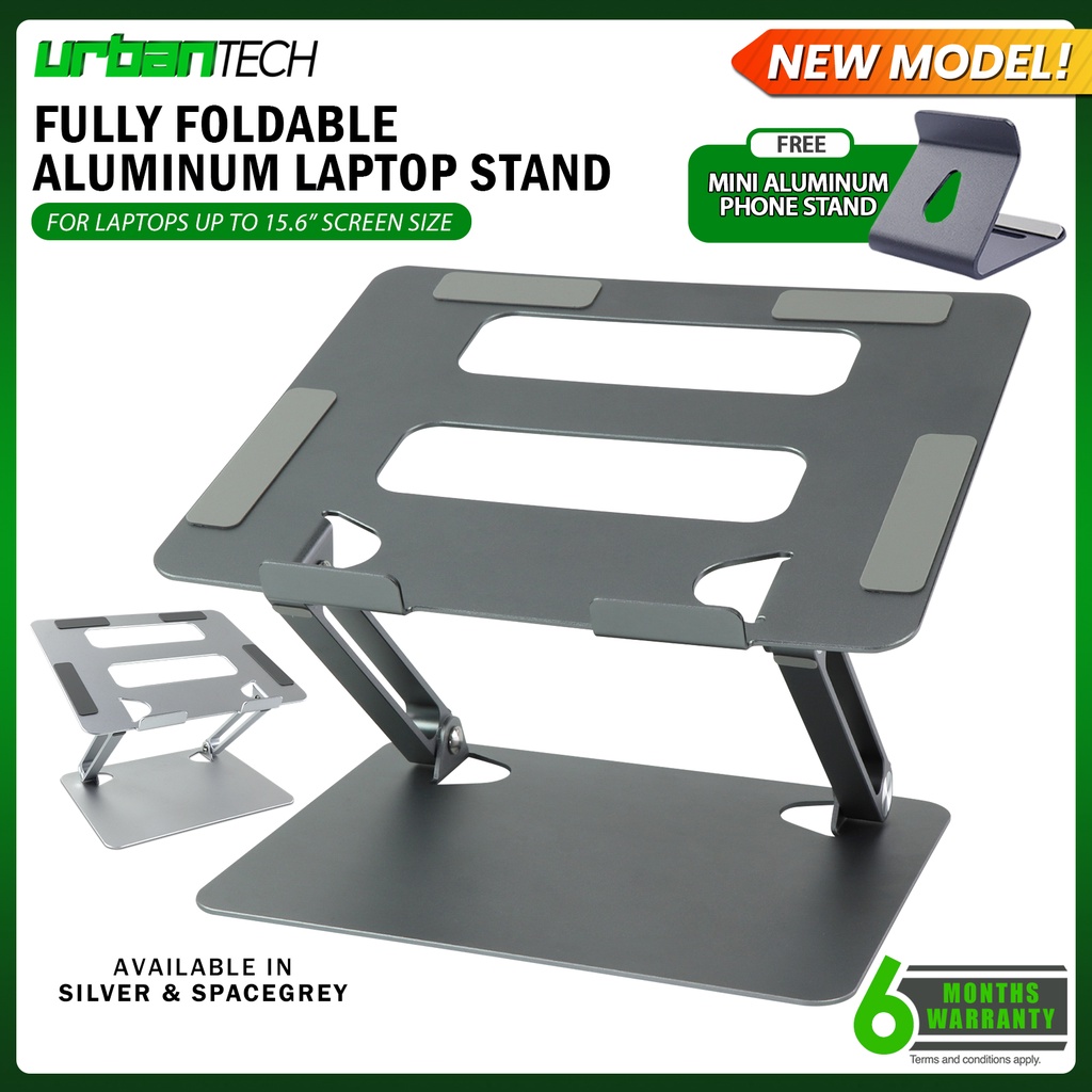 Aluminum Foldable Laptop Stand for 15.6" Laptops 2-Way Folding Design ...