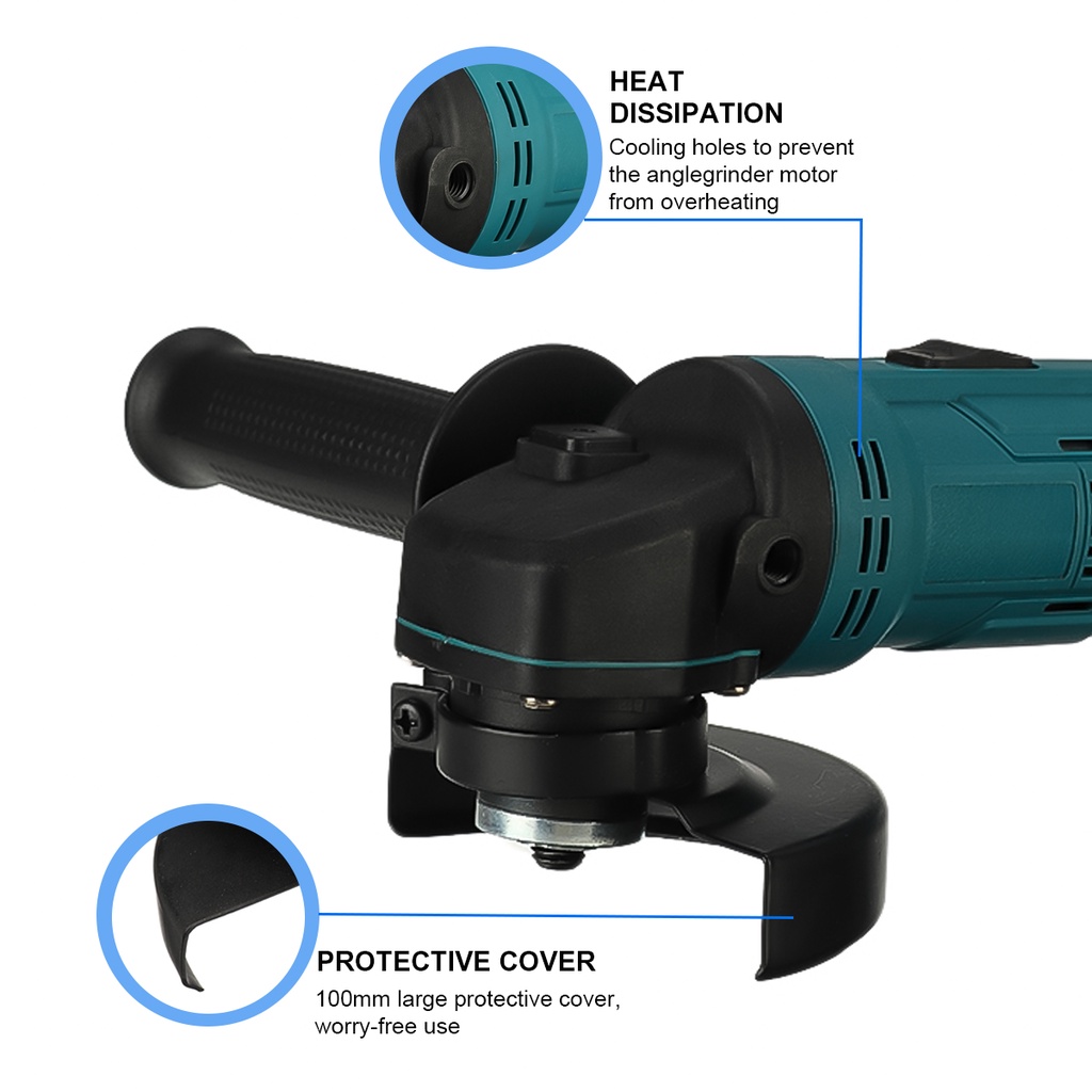 1500W Electric Cordless Angle Grinder 100mm With 32000 mAh / 16000 mAh ...