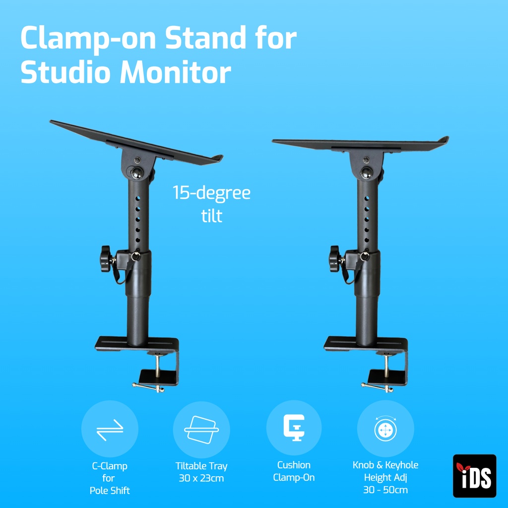 [iDS] Desktop Clamp-On Studio Monitor Stand Speaker Stand - Set of 2 ...