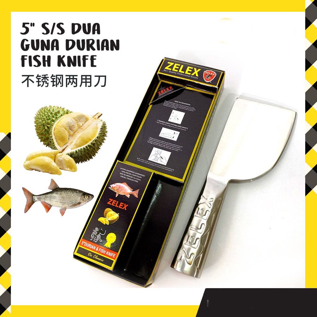 Zelex 5”6mm Durian & Fish Knife Pisau Durian Stainless Steel Pisau ...