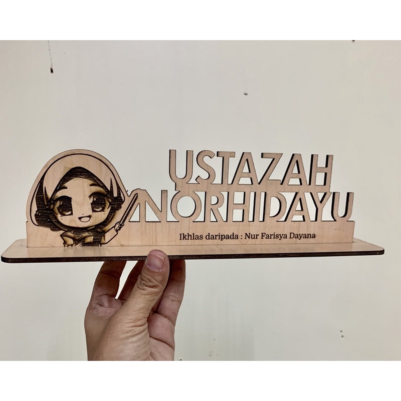 KAYU Table Name Plate Teacher Name Plate Wooden Gift Plate | Shopee ...