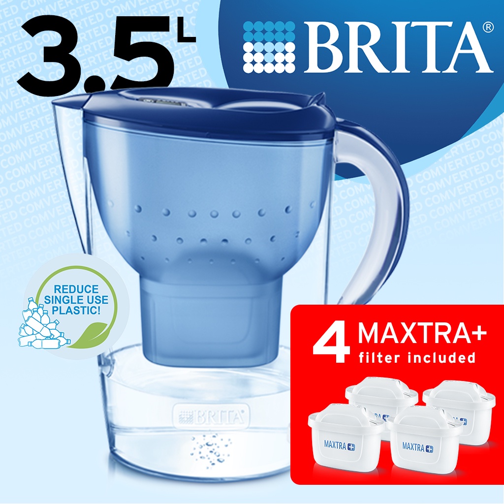 BRITA Marella XL 3.5L Water Pitcher Purifier with 4 NEW MAXTRA+ Filter ...