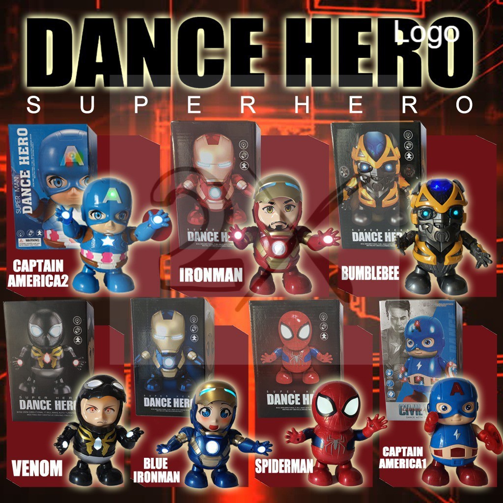 DANCE HERO AUTO DANCING WITH LIGHT KID FUNNY TOY IRON MAN DANCING SUPER ...