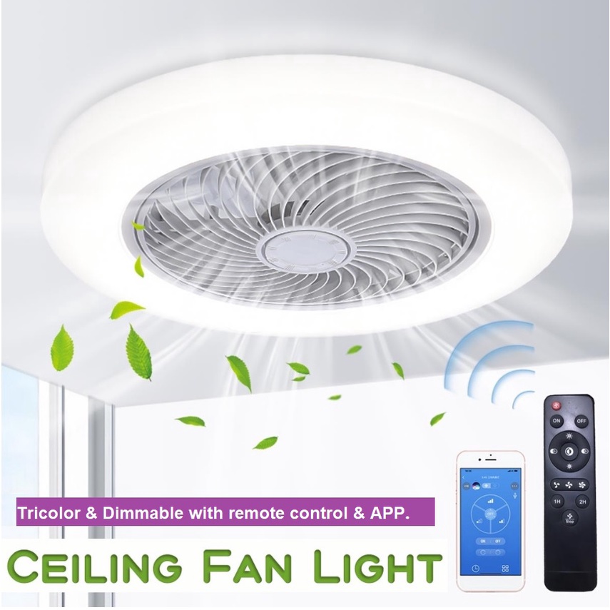 [SG Seller] Smart LED Ceiling Fan Light/ Round Ceiling Light with Fan ...