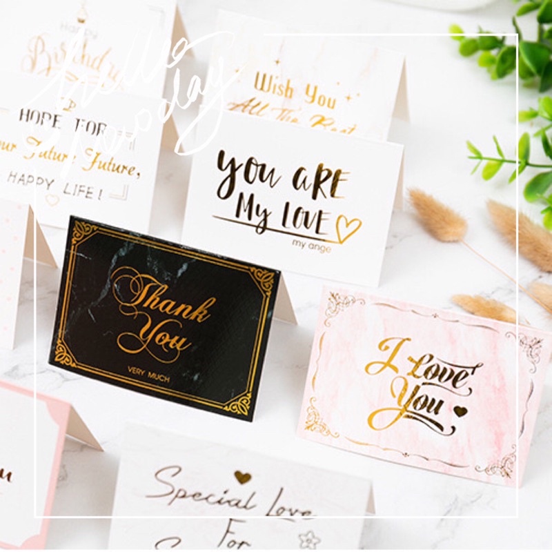 Gold wording Wish card birthday thank you blessing card | Shopee Singapore