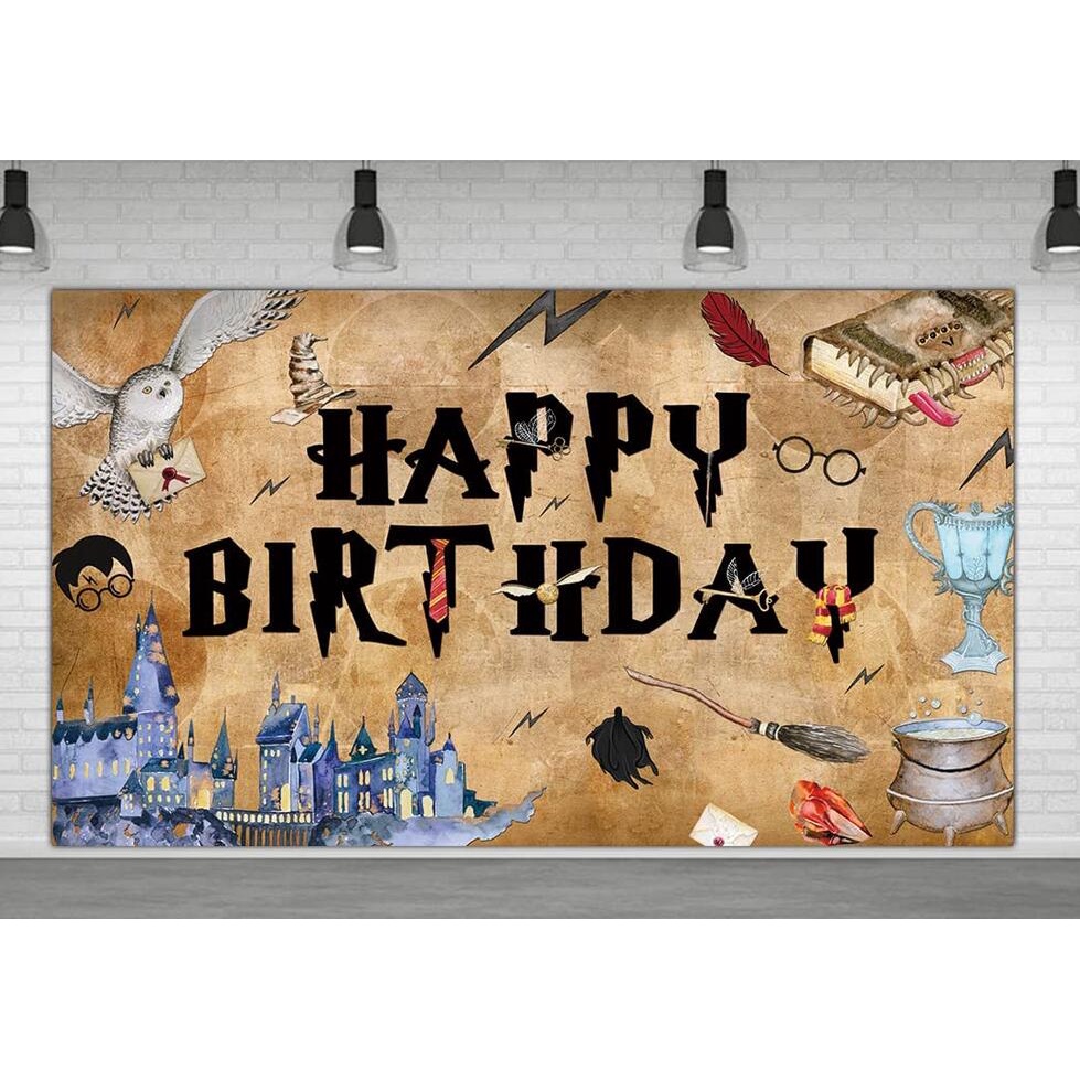Harry Potter Magical Backdrop Magical Wizard Happy Birthday Banner ...