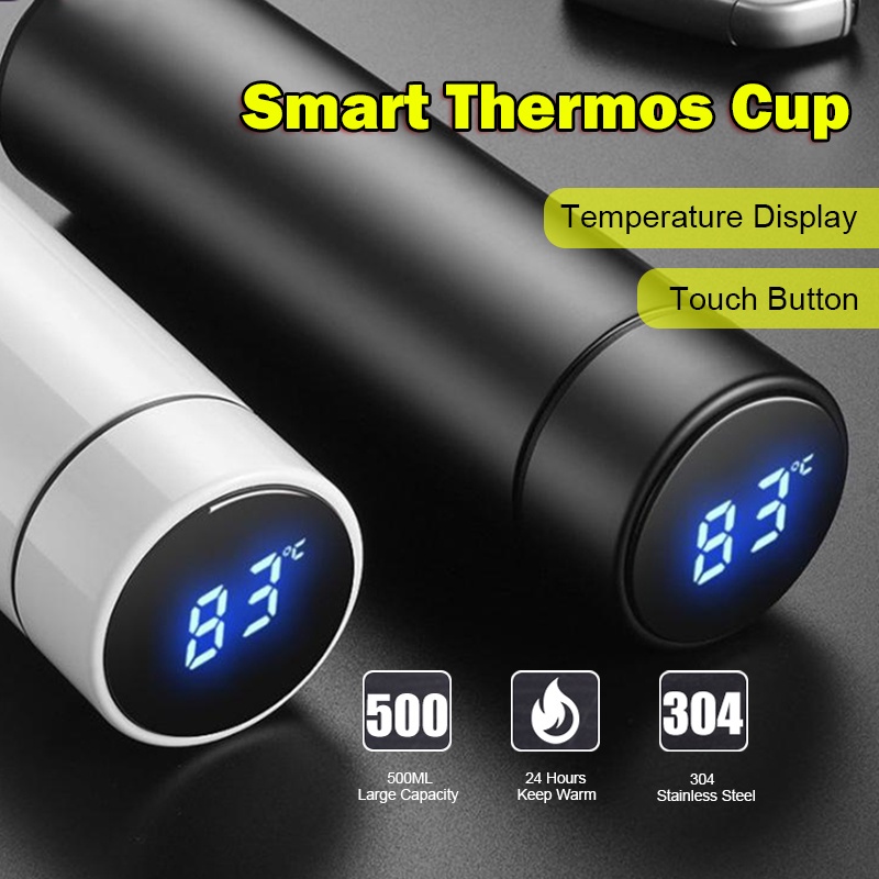 Thermos Vacuum Cup Tumbler Flask Shows Temperature Cups Smart Led