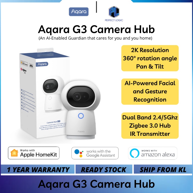 Aqara G3 Camera Hub | AI Facial and Gesture Recognition | IR Transmitter | 360 Pan & Tilt ...