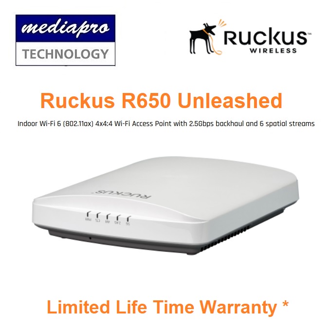 Ruckus R650 Indoor Wi-Fi 6 (802.11ax) 4x4:4 Wi-Fi Access Point with 2 ...