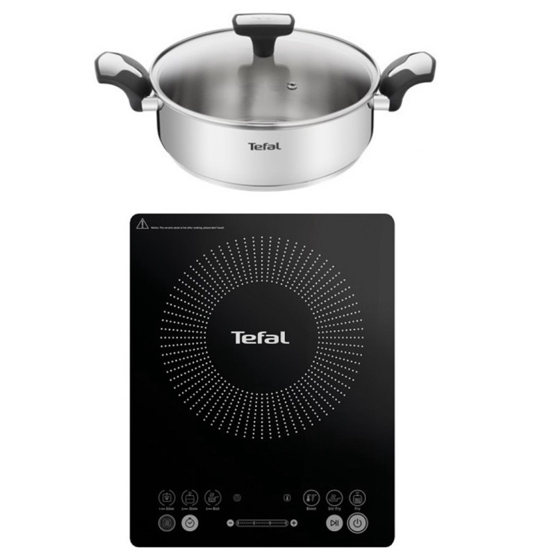 Tefal IH2108 Everyday Slim Induction Slim with Free Stainless Steel Pot ...