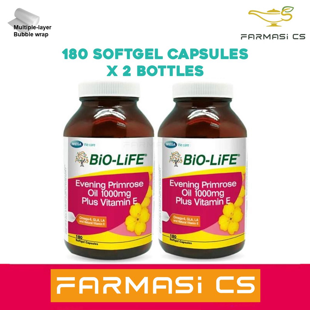 Bio-Life Evening Primrose Oil 1000mg Plus Vitamin E 180s x 2 (TWIN) EXP ...