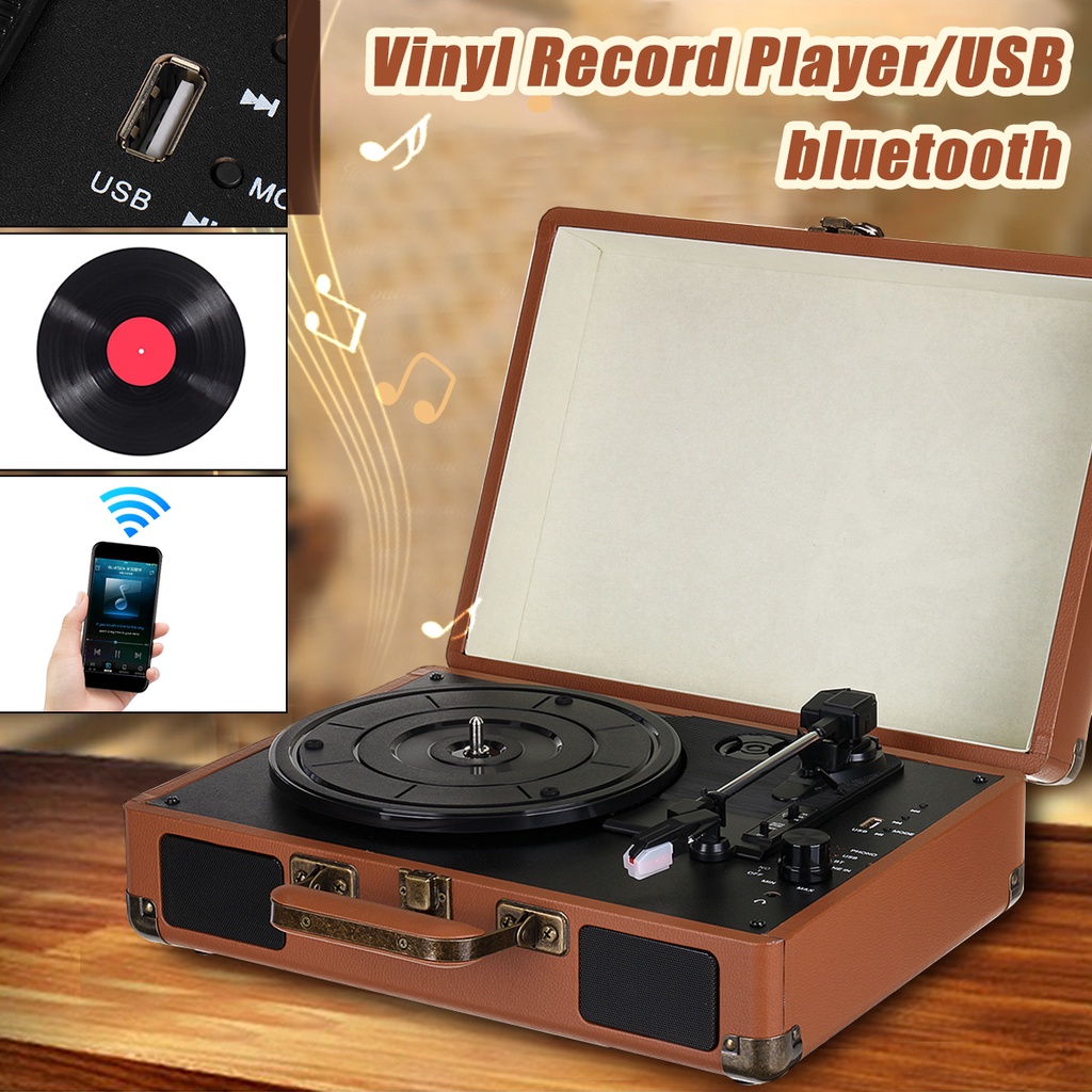 3 IN1 Music Player Vinyl Record Player Turntable Speakers Vintage ...