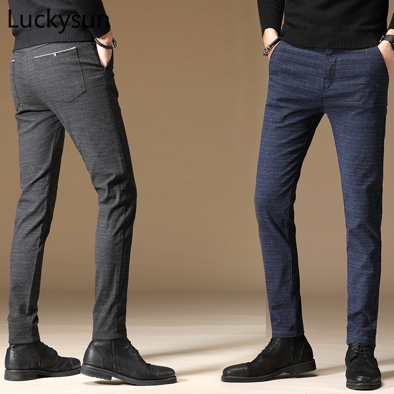 [Ready Stock] Long Pants Men Straight Slim-Fit Cut Casual Trousers Anti ...