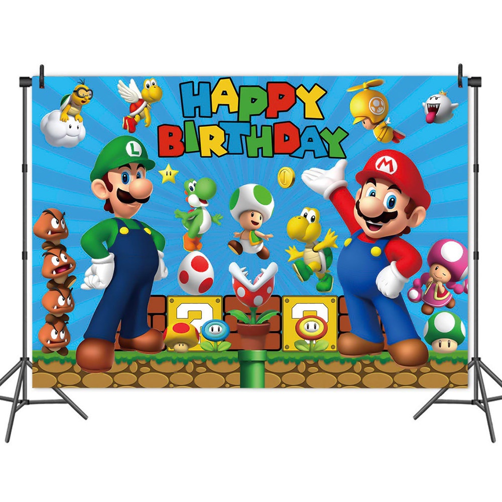 Hot Super Mario Luigi Theme Cartoon Photography Background Cloth Party ...