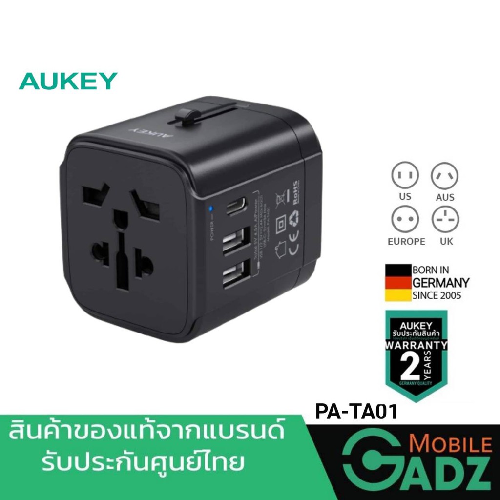 AUKEY Universal Travel Power Adapter Comes With USB-C And USB-A Port ...