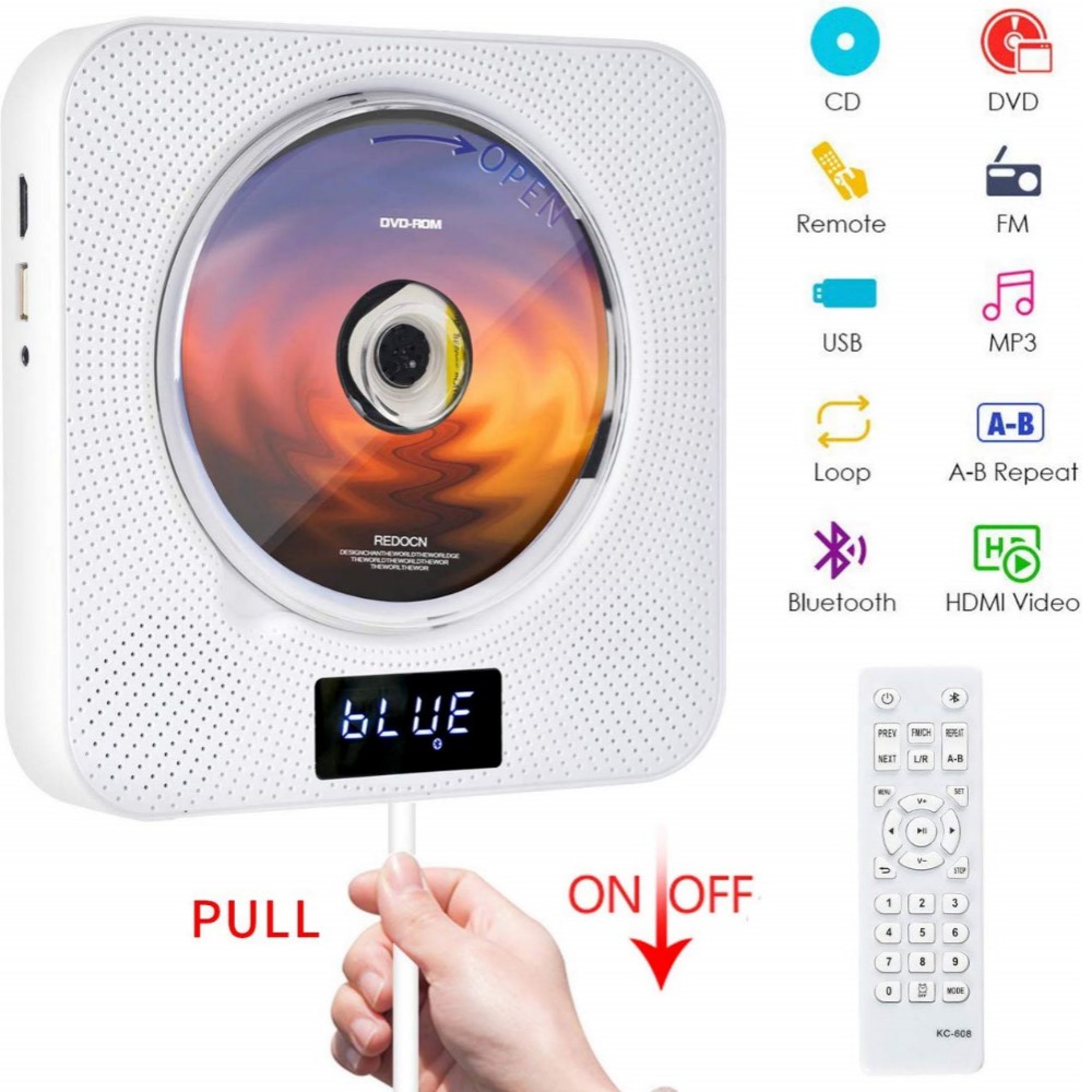Portable Bluetooth DVD / CD Player, Wall-Mounted DVDs Player, Dual Pull ...