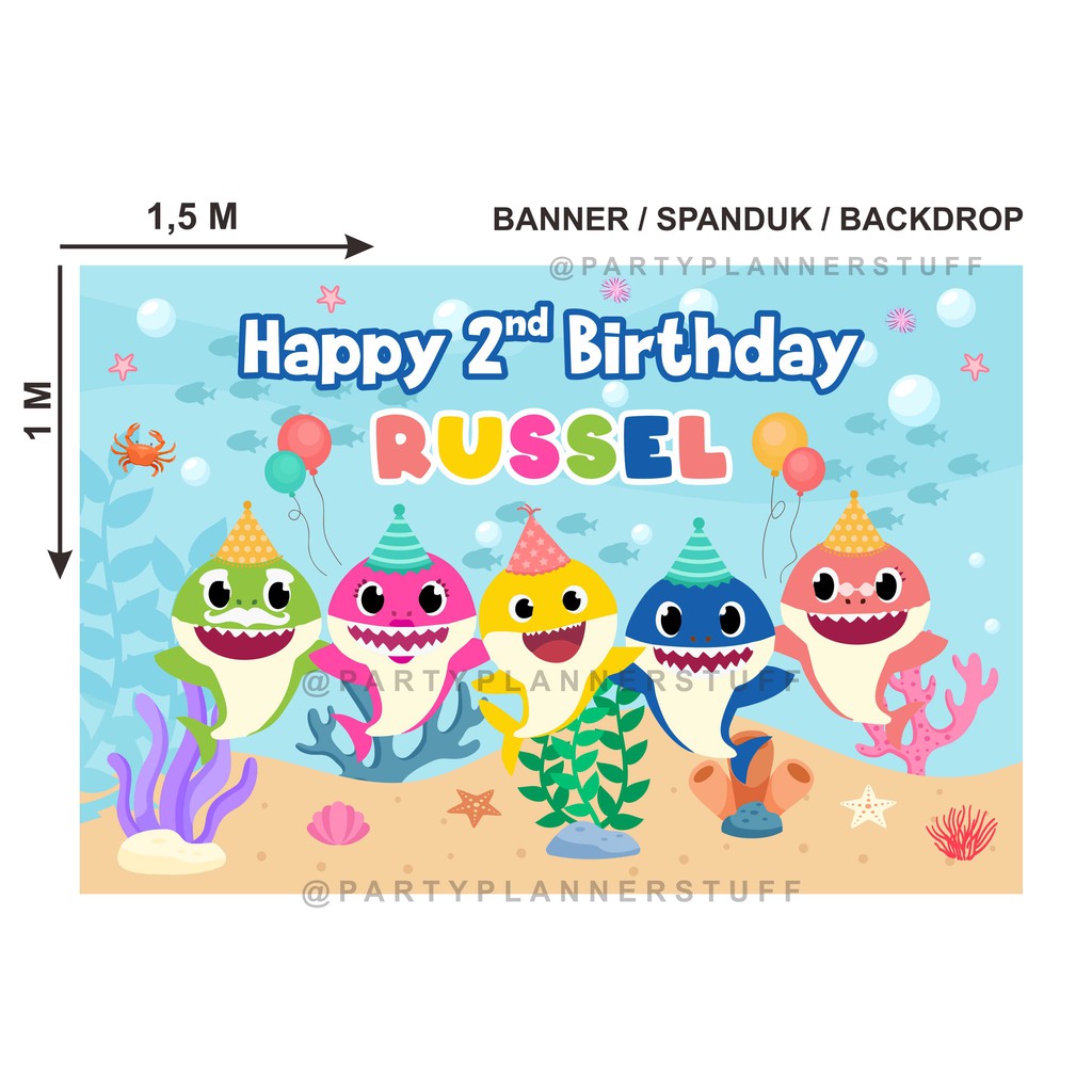 Baby shark Birthday Banner babyshark Banner Cute baby shark Theme ...