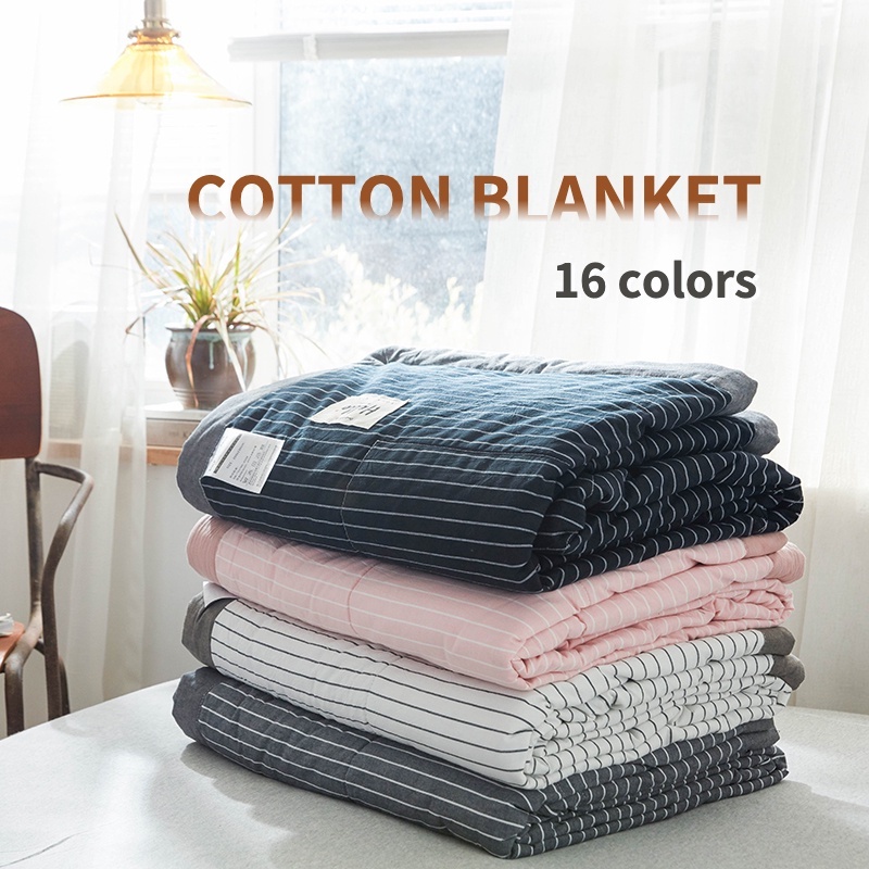 (16 color) Washed Cotton Comforter Premium Blanket Minimalist Japanese ...