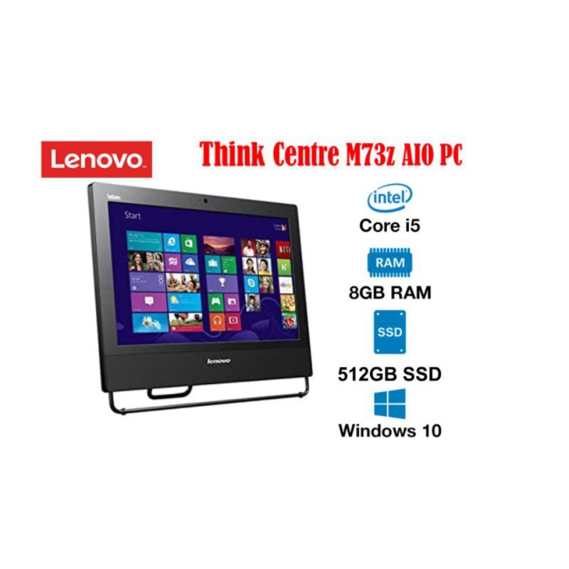 Lenovo ThinkCentre M73z 20in AlO PC - Intel Core i5-4th Gen 8GB RAM ...