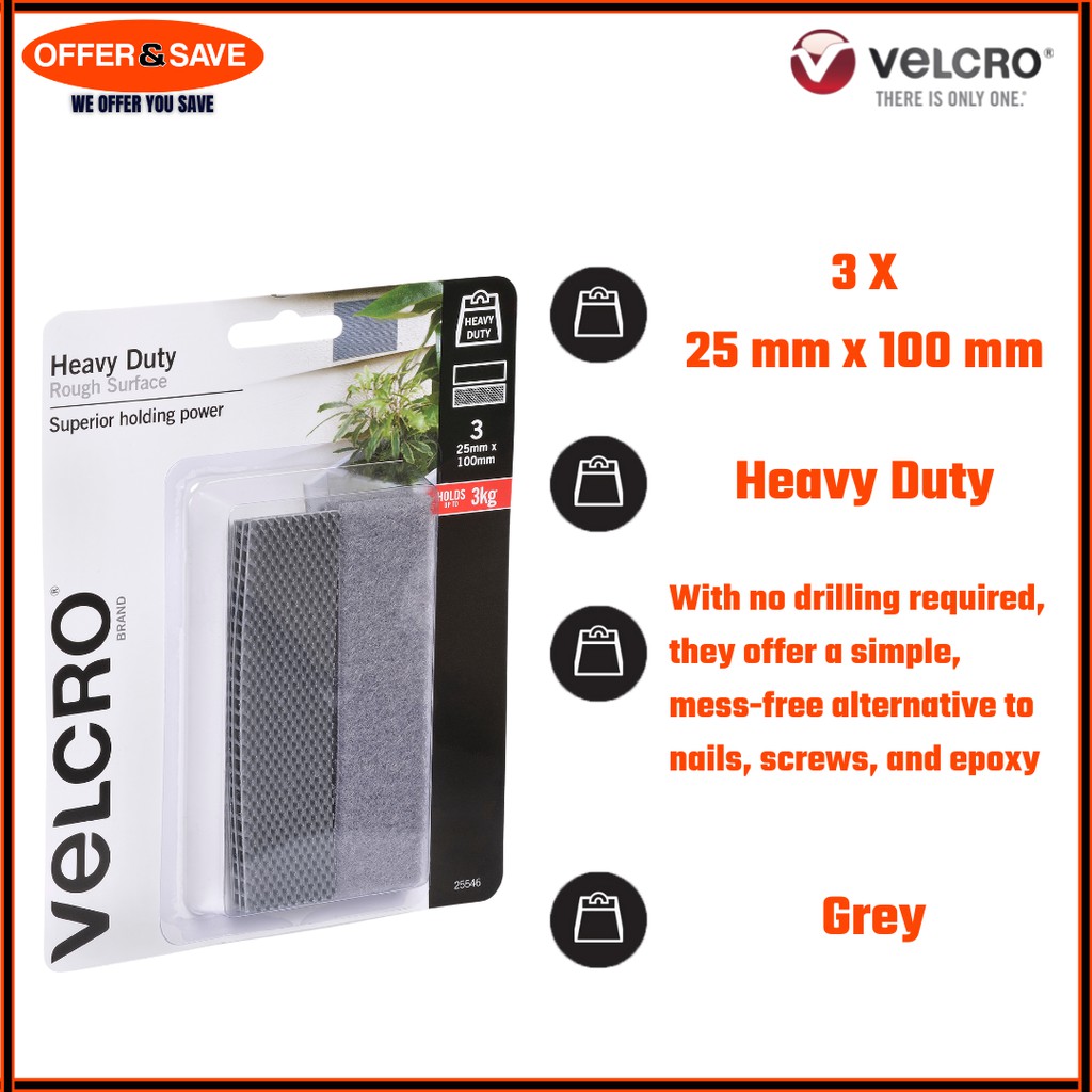 [25mm x 100mm]VELCRO® Brand Heavy Duty Rough Surface Stick On 25546 ...