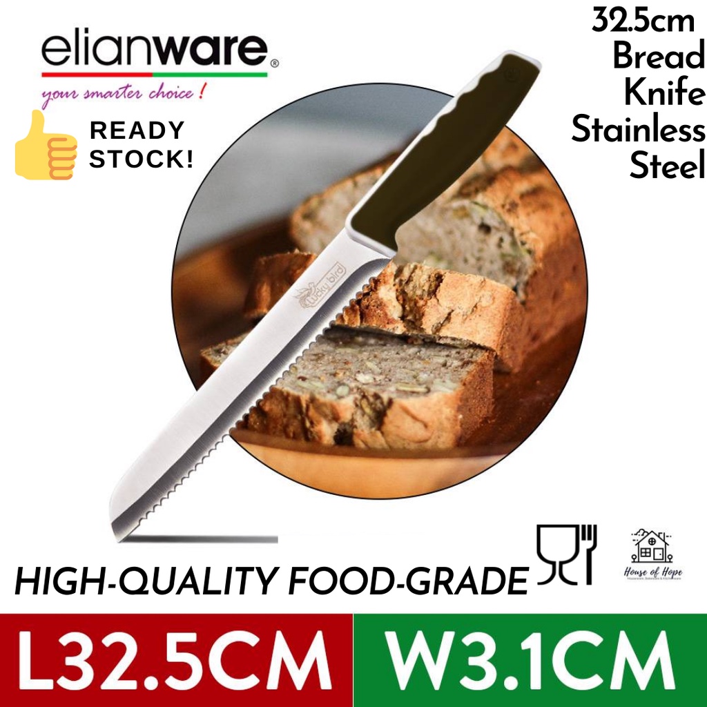 [Ready Stock] Stainless Steel Bread Knife Knive (32.5CM) Elianware ...