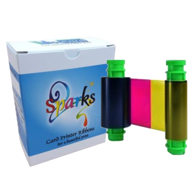 SPARKS COLOUR Ribbon 5 Panel YMCKO for Model Star or Saturn ID Card ...