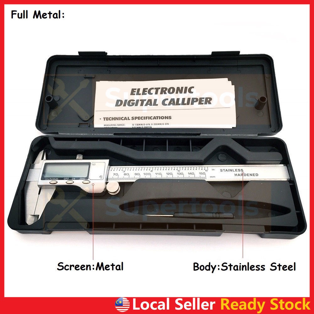 6"inch 150mm Digital Caliper Stainless Steel or Plastic LCD Digital ...