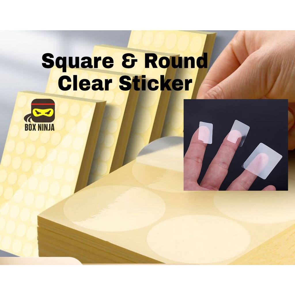 15/20/25/30mm Transparent Round Square Sticker Tape Adhesive Seal Label ...