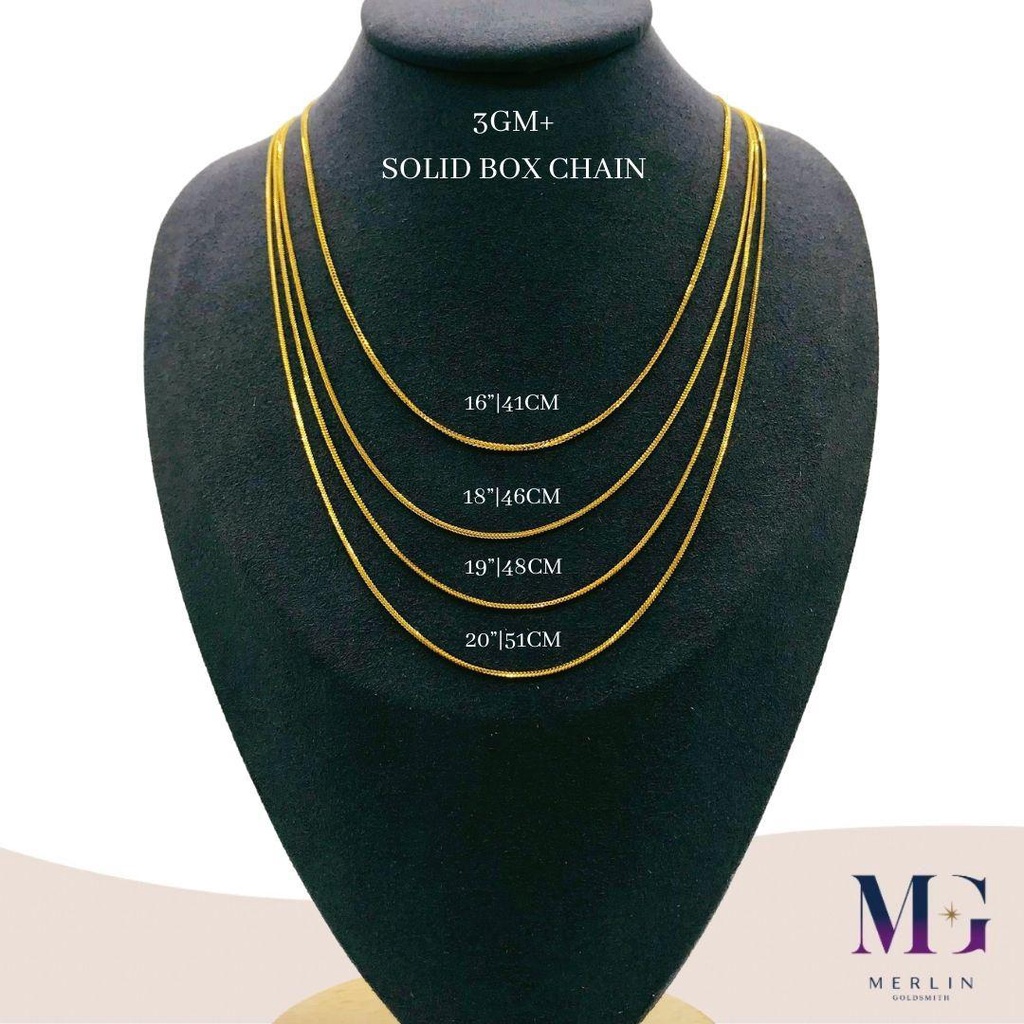 Merlin Goldsmith 22K 916 Gold Solid Box Chain (3GM+) | Shopee Singapore