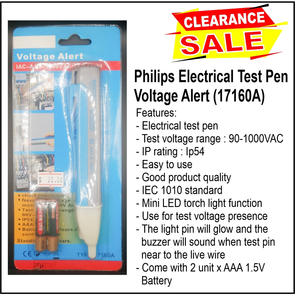 Philips Electrical Test Pen Voltage Alert (17160A) | Shopee Singapore