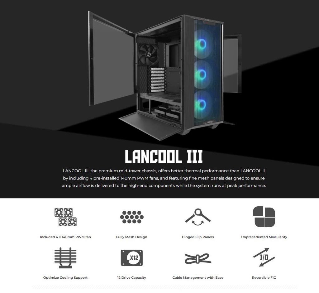 Lian Li Lancool III Lancool 3 RGB ATX Case Black/White (1 YEAR WARRANTY ...
