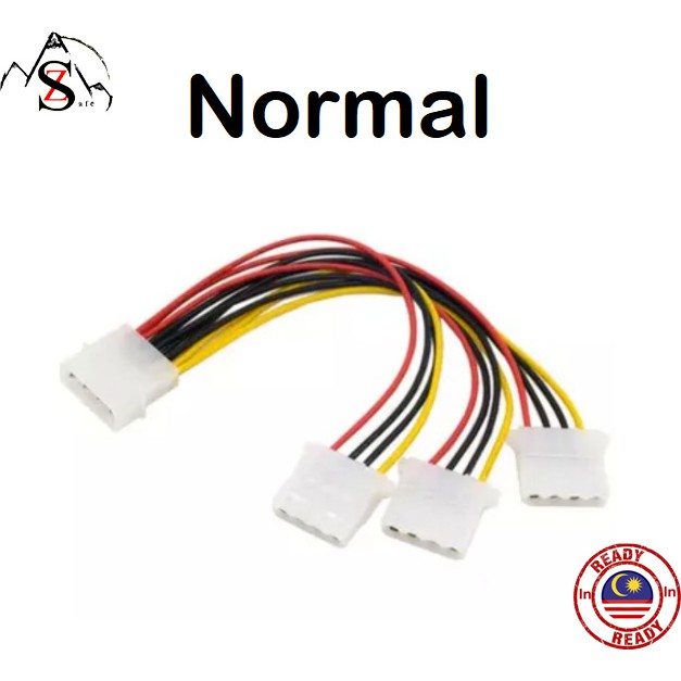 One 4Pin IDE Male to Three 4Pin IDE Female Power Cable, Large 4P Molex ...