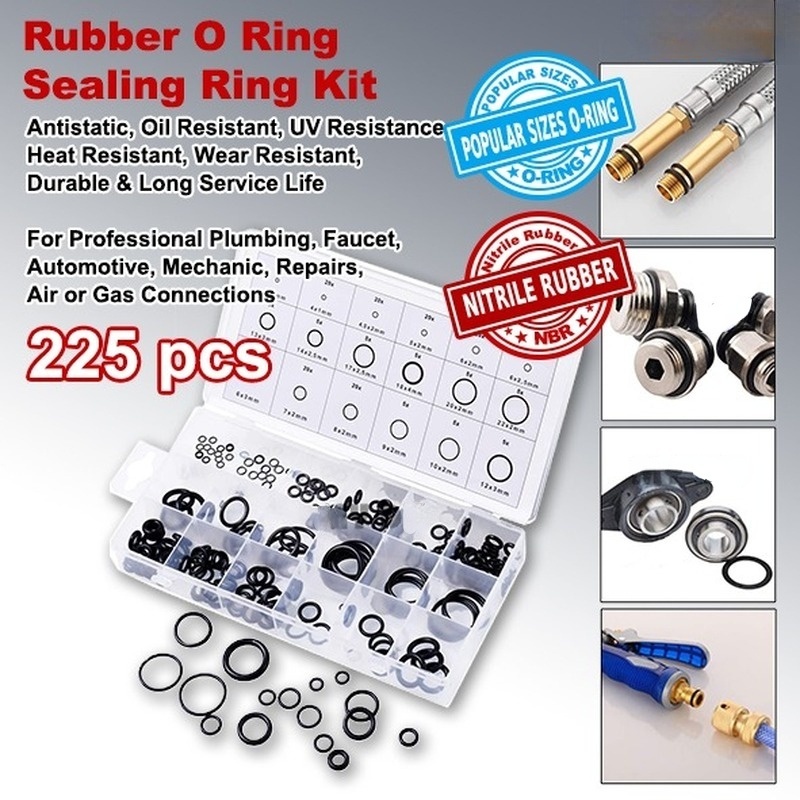 225pcs or 419pcs Rubber O Ring Assortment Set Hydraulic Plumbing Gasket ...