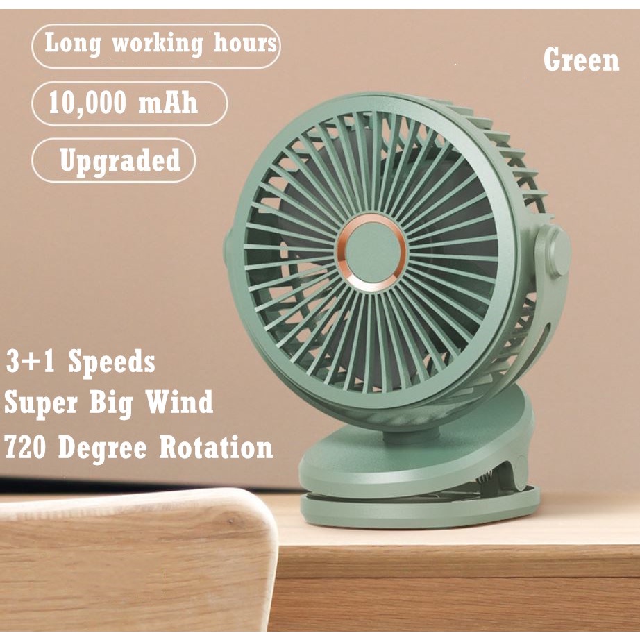 Rechargeable Portable Auto Rotate Desk Clip Fan Baby Stroller Click Fan ...