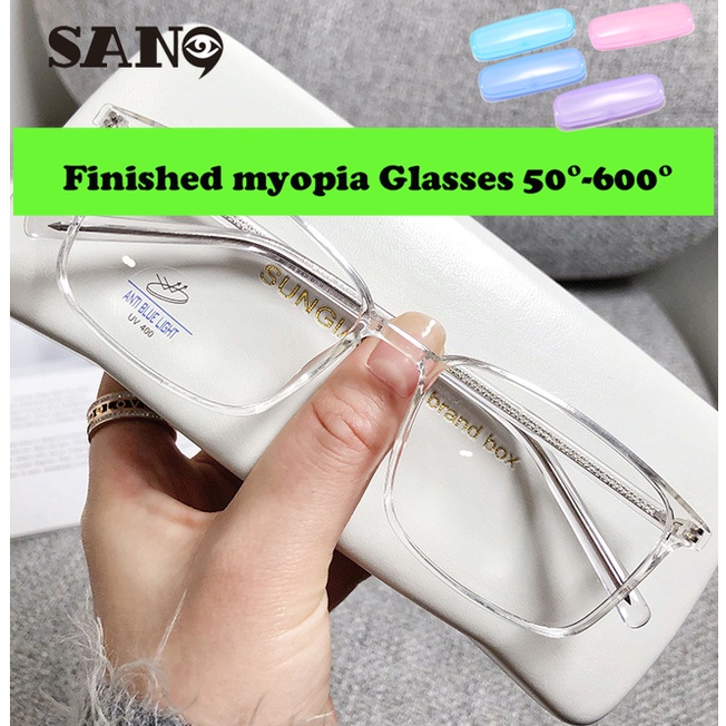 【50°-600°Myopia glasses】Retro Transparent Frame Women Myopia Glasses TR ...